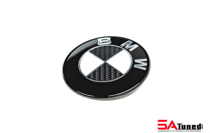 BMW Black White Front hood Emblem 82mm - SATuned