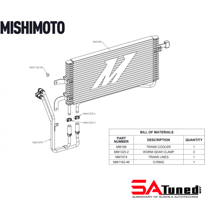 Ford Mustang GT/V8 Mishimoto Transmission Cooler - SATuned